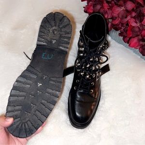 Zara | Shoes | Zara Stud Crystal Leather Moto Boot | Poshmark